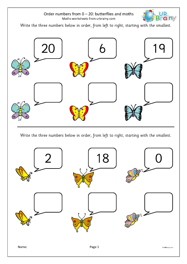 Extension Order Numbers To 20 4 Ordering Numbers Maths Worksheets