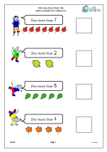 More Than or Less Than Maths Worksheets for Later Reception (age 4-5)