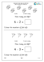 Subtraction Maths Worksheets for Later Reception (age 4-5)
