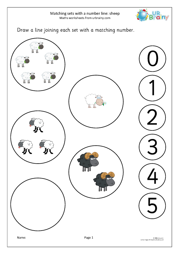 Matching sets to a number line: sheep - Counting and Matching Maths ...