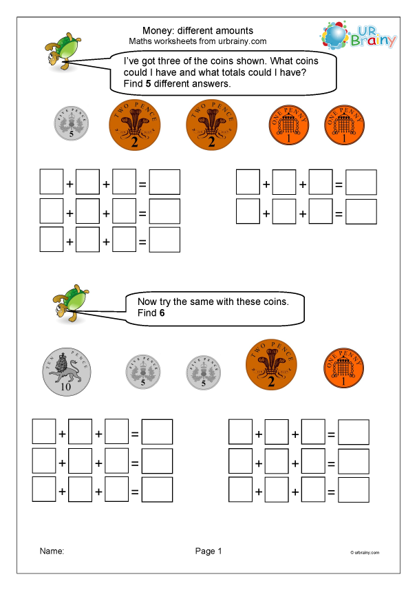 Money Different Amounts Reasoning Problem Solving Maths Worksheets