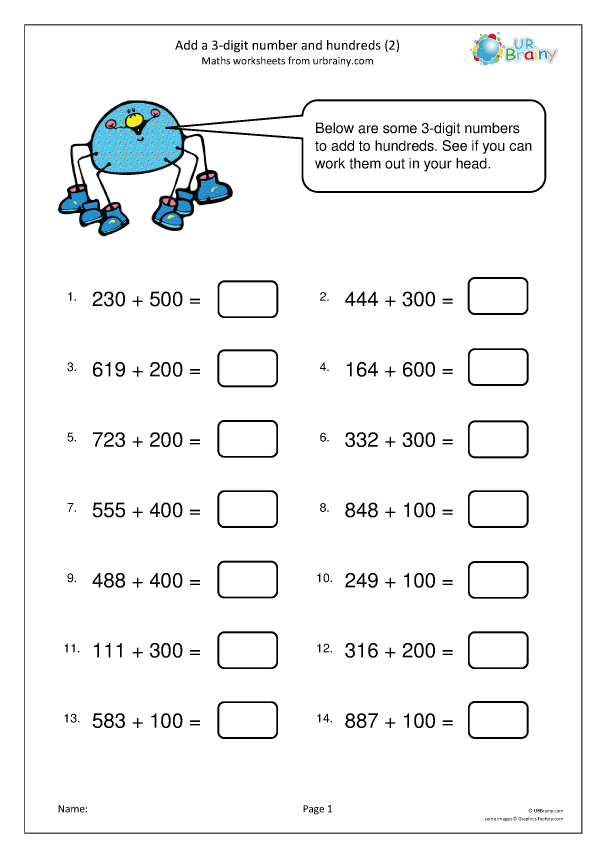 Add A 3 digit Number And Multiples Of 100 2 Addition Maths 