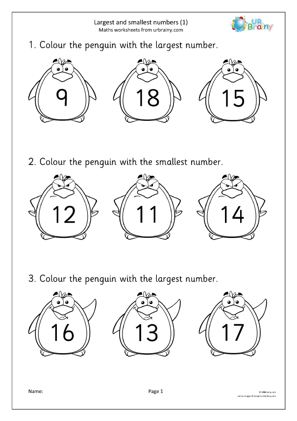Smallest To Largest Numbers Worksheets Worksheets For Kindergarten