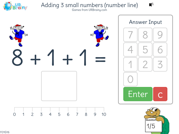 Adding 3 Small Numbers number Line Addition Maths Games For Year 1 