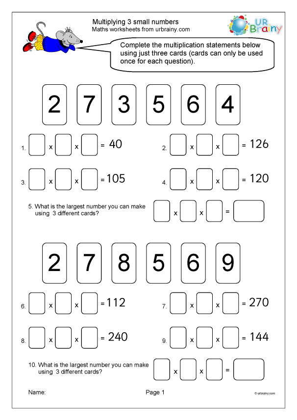 Multiplying 3 Small Numbers Multiplication By URBrainy