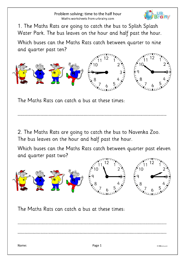 Problem Solving Time Worksheets