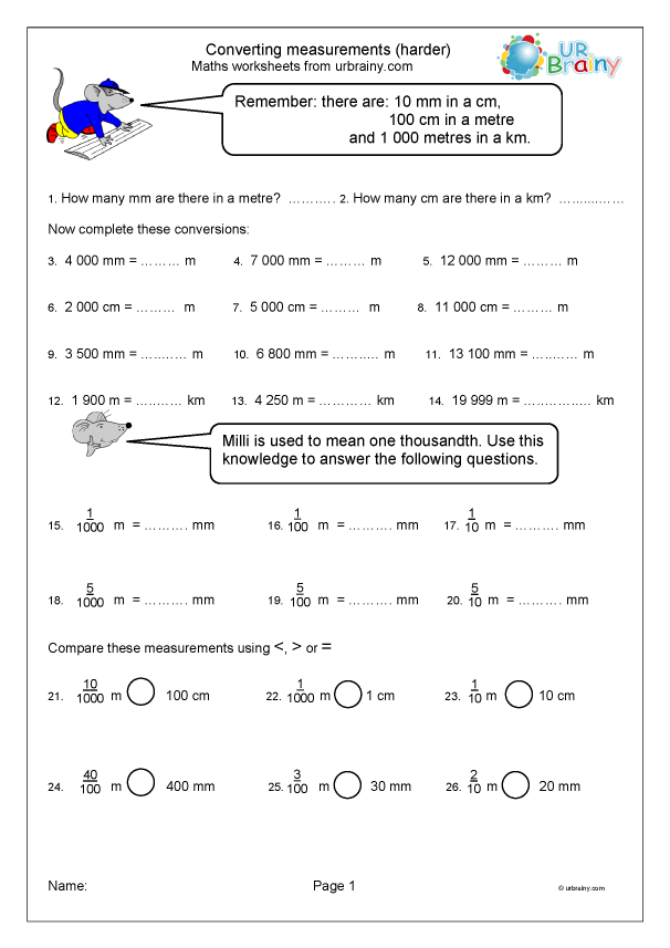 Converting Measurements harder Measuring In Year 5 age 9 10 By