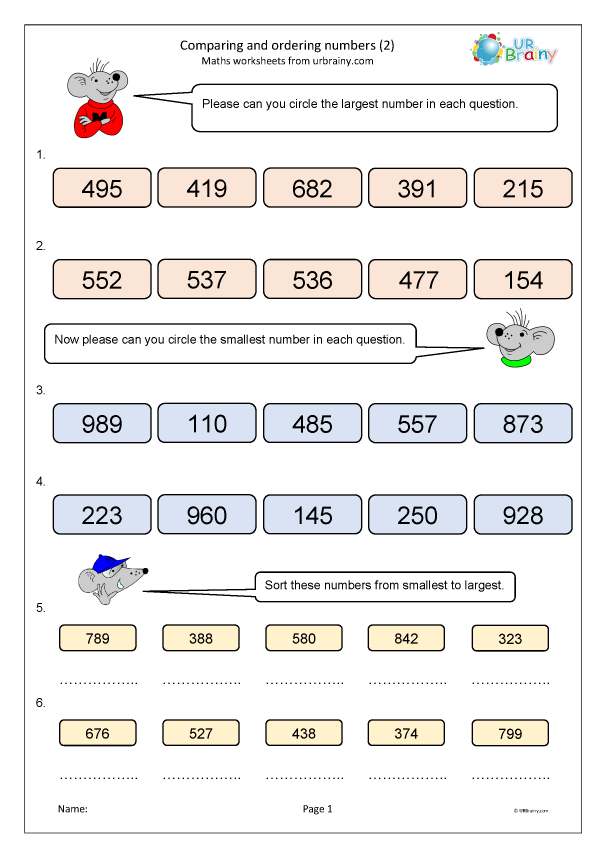 Comparing And Ordering Numbers 2 Number And Place Value By URBrainy