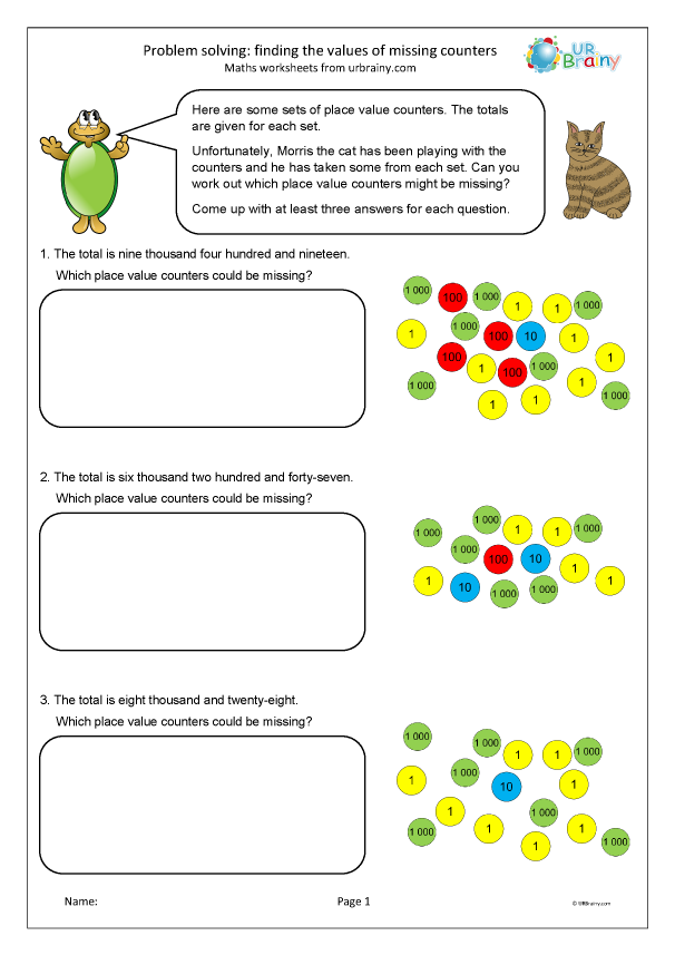 Problem Solving Finding The Values Of Missing Counters Reasoning