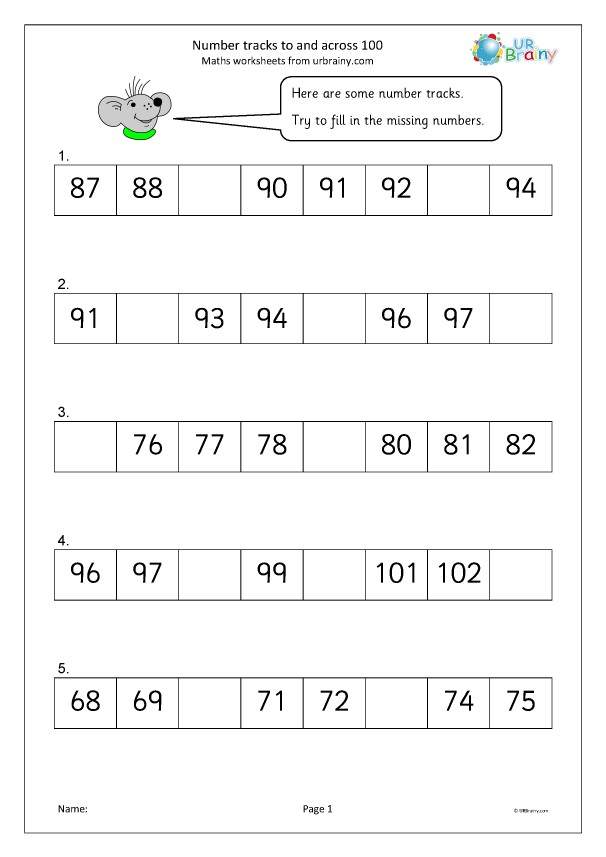 Number Tracks To And Across 100 Counting By URBrainy