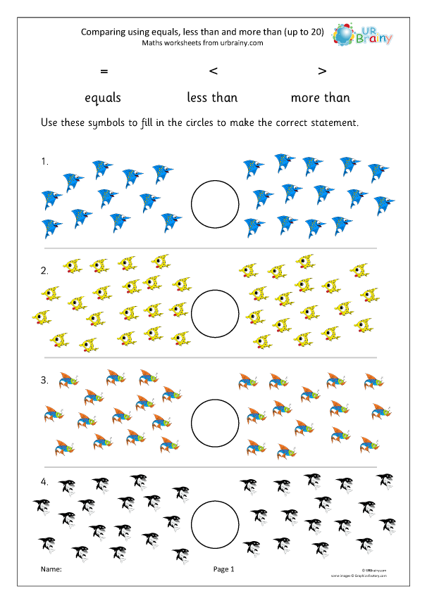 Comparing Using Equals Less Than And More Than up To 20 More Than Comparing Using Equals Less Than And More Than up To 20 More Than