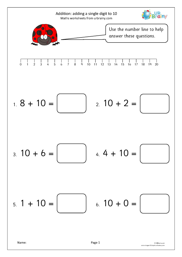 Adding To 10 Worksheets Worksheets For Kindergarten