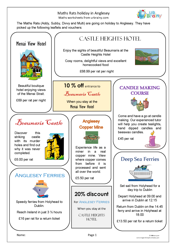 Maths Rats holiday in Anglesey - Reasoning/Problem Solving Maths ...