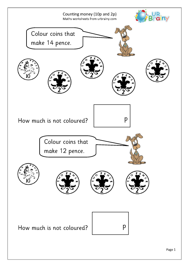 Counting money (10p and 2p) - Money Maths Worksheets for Year 1 (age 5 ...