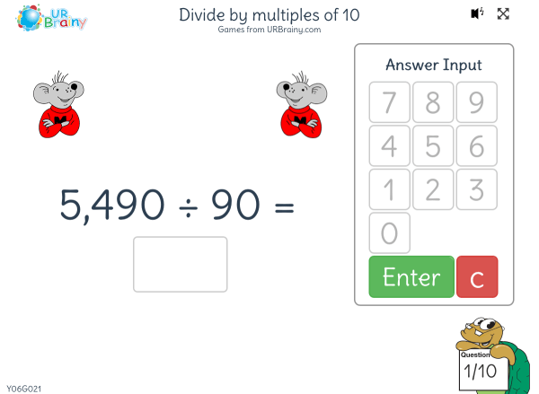 Divide By Multiples Of 10 Division And Percentages Maths Games For 