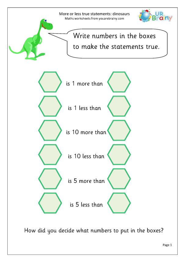 More Or Less Statements More Than Or Less Than Maths Worksheets For
