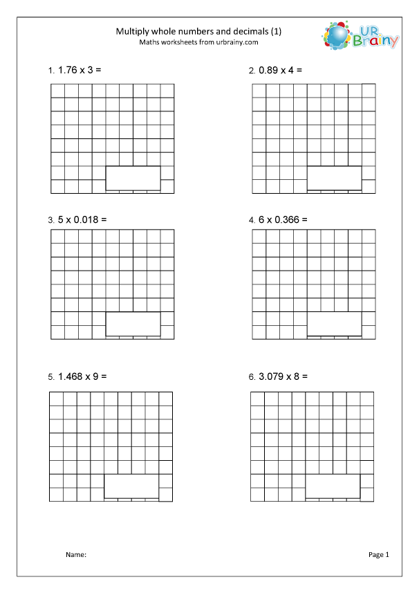 Multiply Decimals By Whole Numbers 1 Fraction And Decimal 