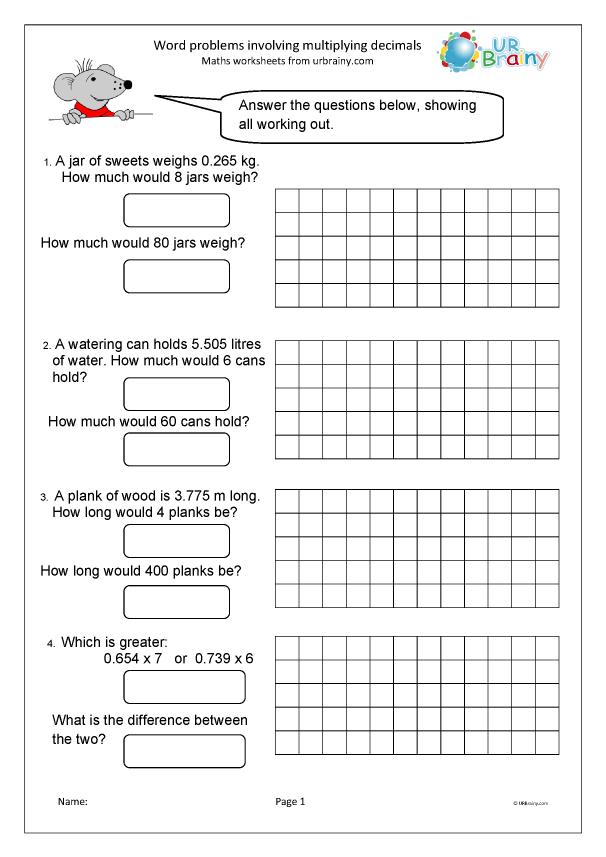 Word Problems Involving Multiplying Decimals Fraction And Decimal 