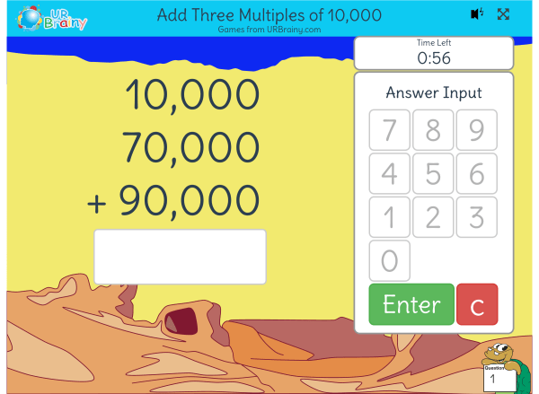 Timed Add Three Multiples Of 10 000 Addition Maths Games For Year 6 