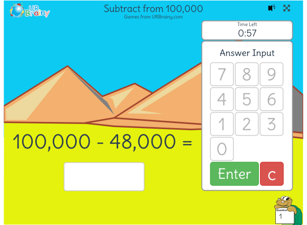 Subtract From 100 000 Subtraction Maths Games For Year 6 age 10 11 
