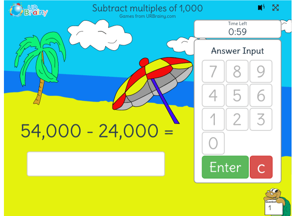 Subtract Multiples Of 1 000 5 digit Subtraction Maths Games For 