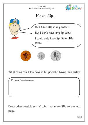 Money Maths Worksheets for Year 1 (age 5-6) - URBrainy.com