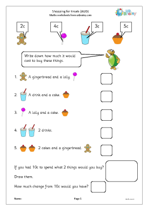 Beach shop shopping (AUD) - Money: Australian $ by URBrainy.com